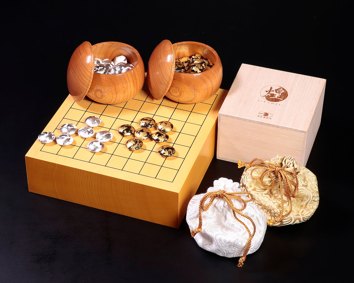 Dazzling Go stones "KIRAMEKI" Board craftsman Mr.Keiji miwa made 9*9-r ...