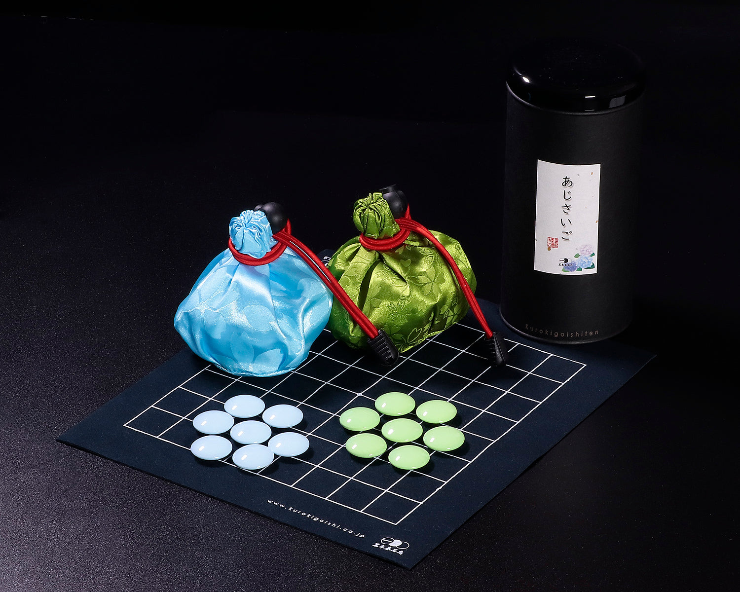 Ajisai-Go (light blue colored Go stones) Go set – kurokigoishiten
